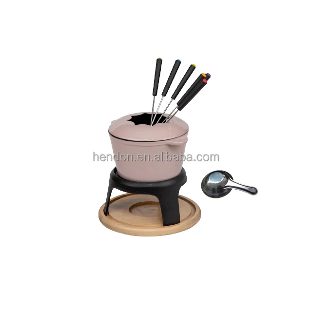 Perfect Cast Iron Gietijzeren Fondue Set Cheese Melting Pot Metal Stand ...
