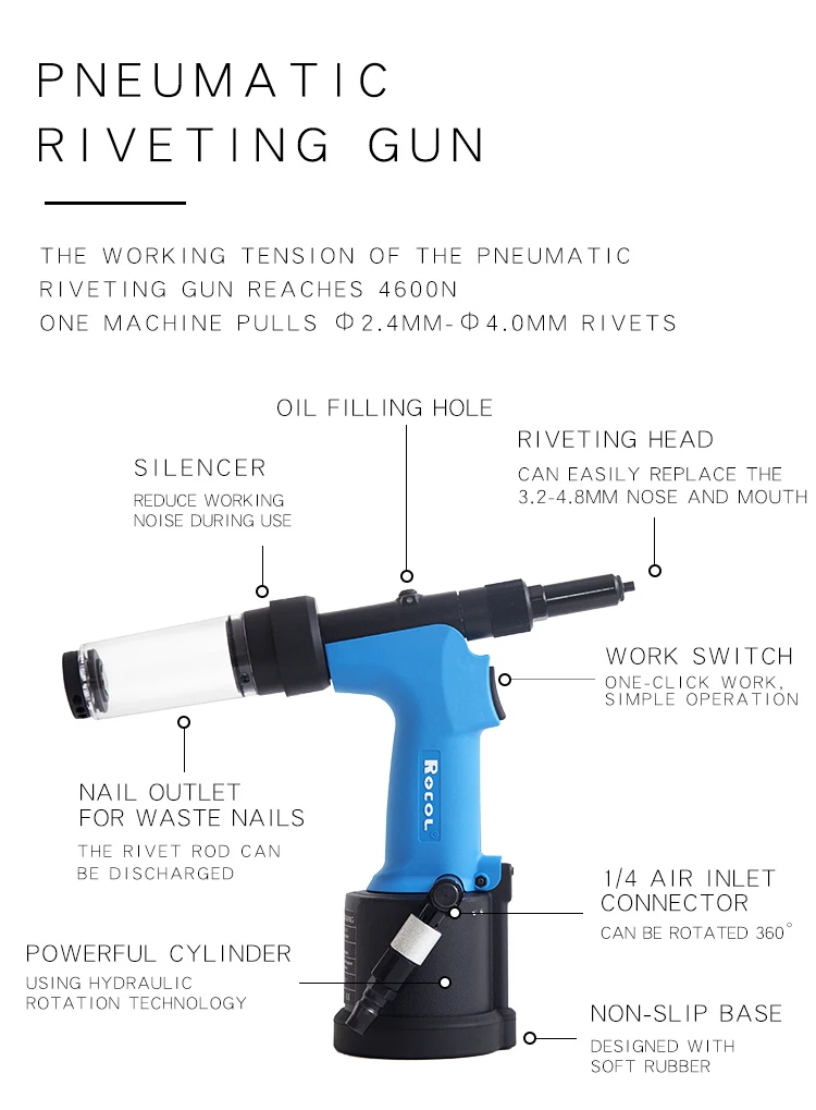 High Quality Large Pull Force Automatic Air Hydraulic Rivet Gun Rl-4000sv Industrial Pneumatic ...
