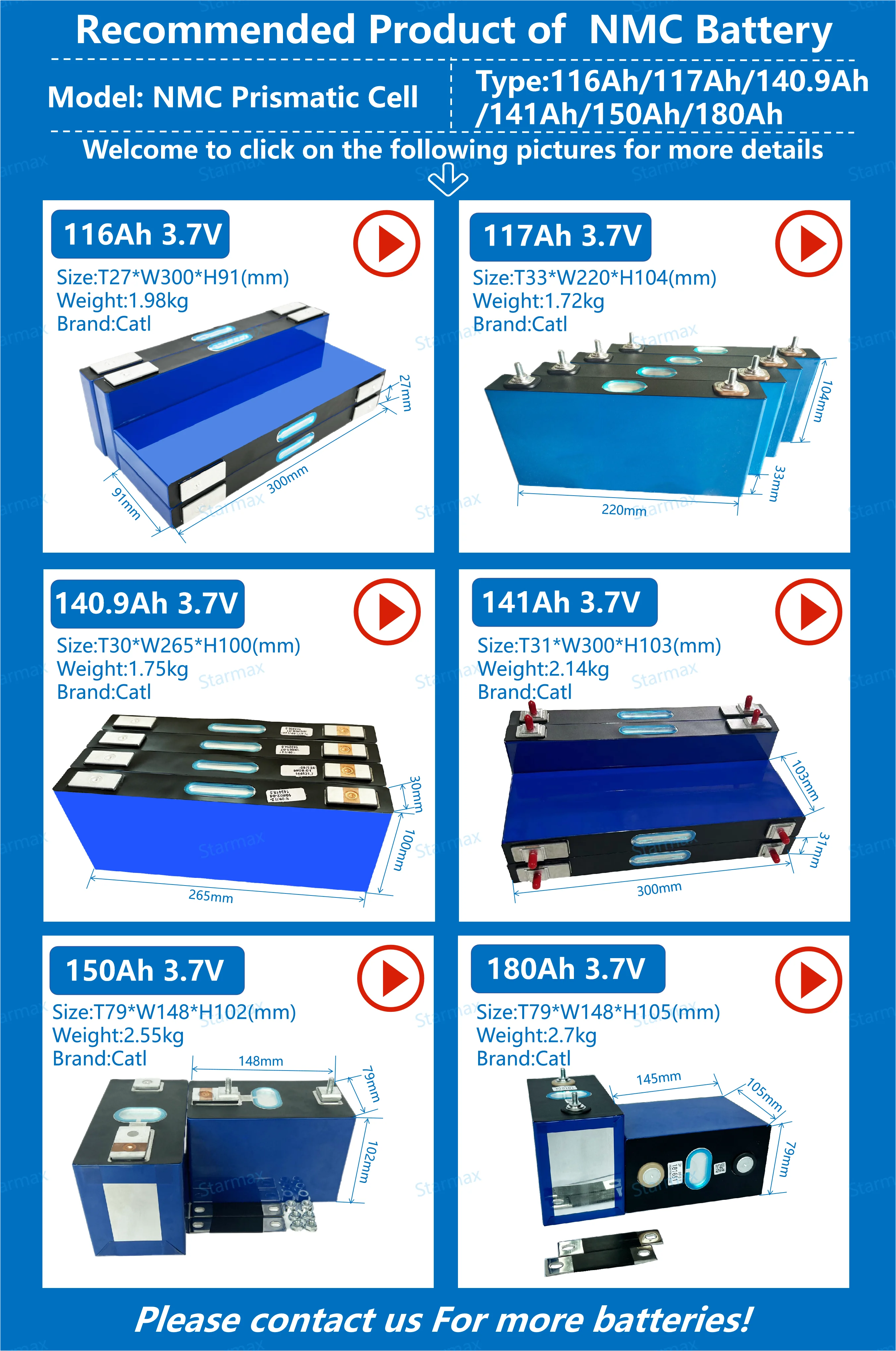 CATL 3.7V Prismatic Lithium Ion NCM Battery Cell 100Ah 93Ah 116Ah 117Ah 114Ah Single Cell for ...