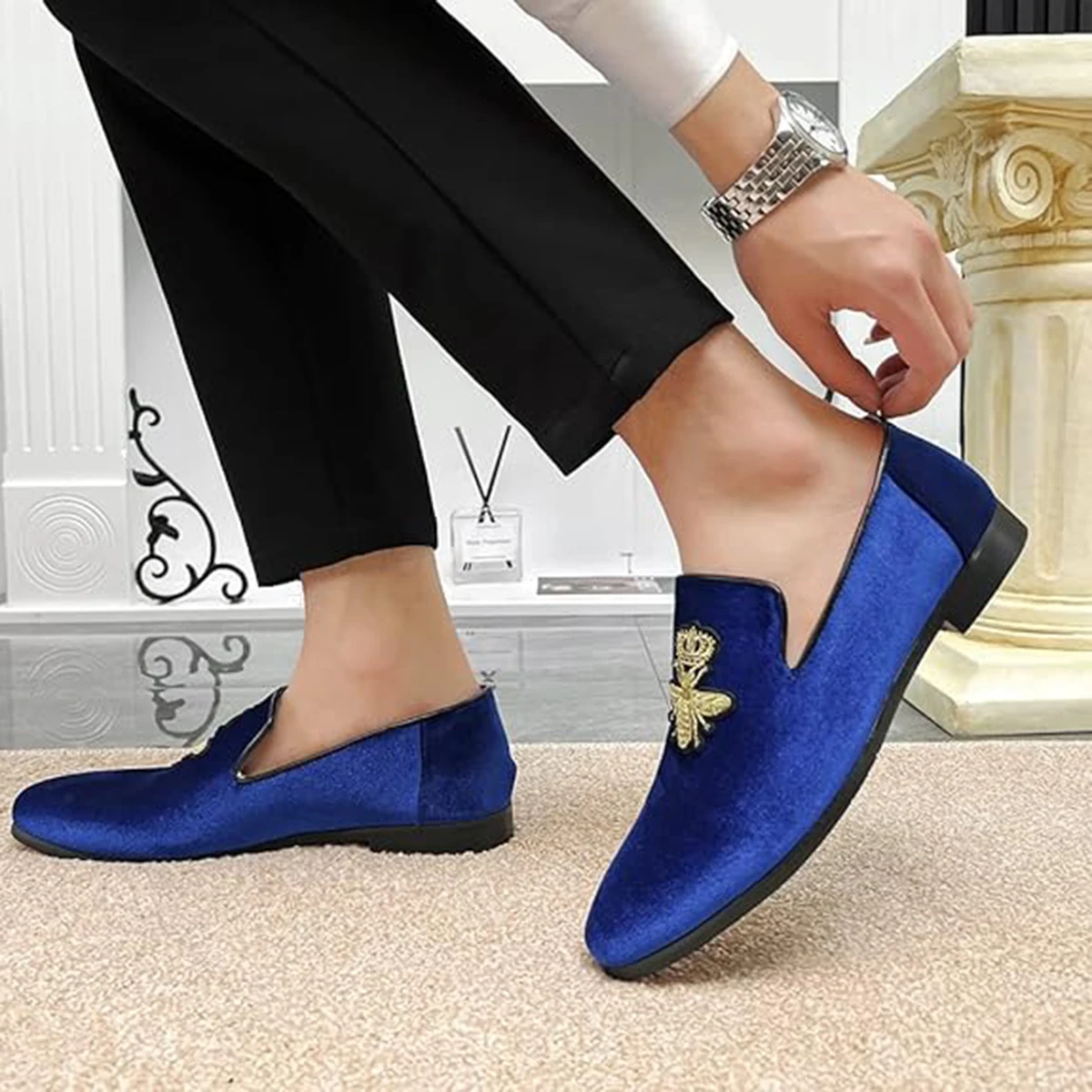 Men's Luxury Velvet Penny Loafer Shoes Noble Slip-on Suede Loafers ...