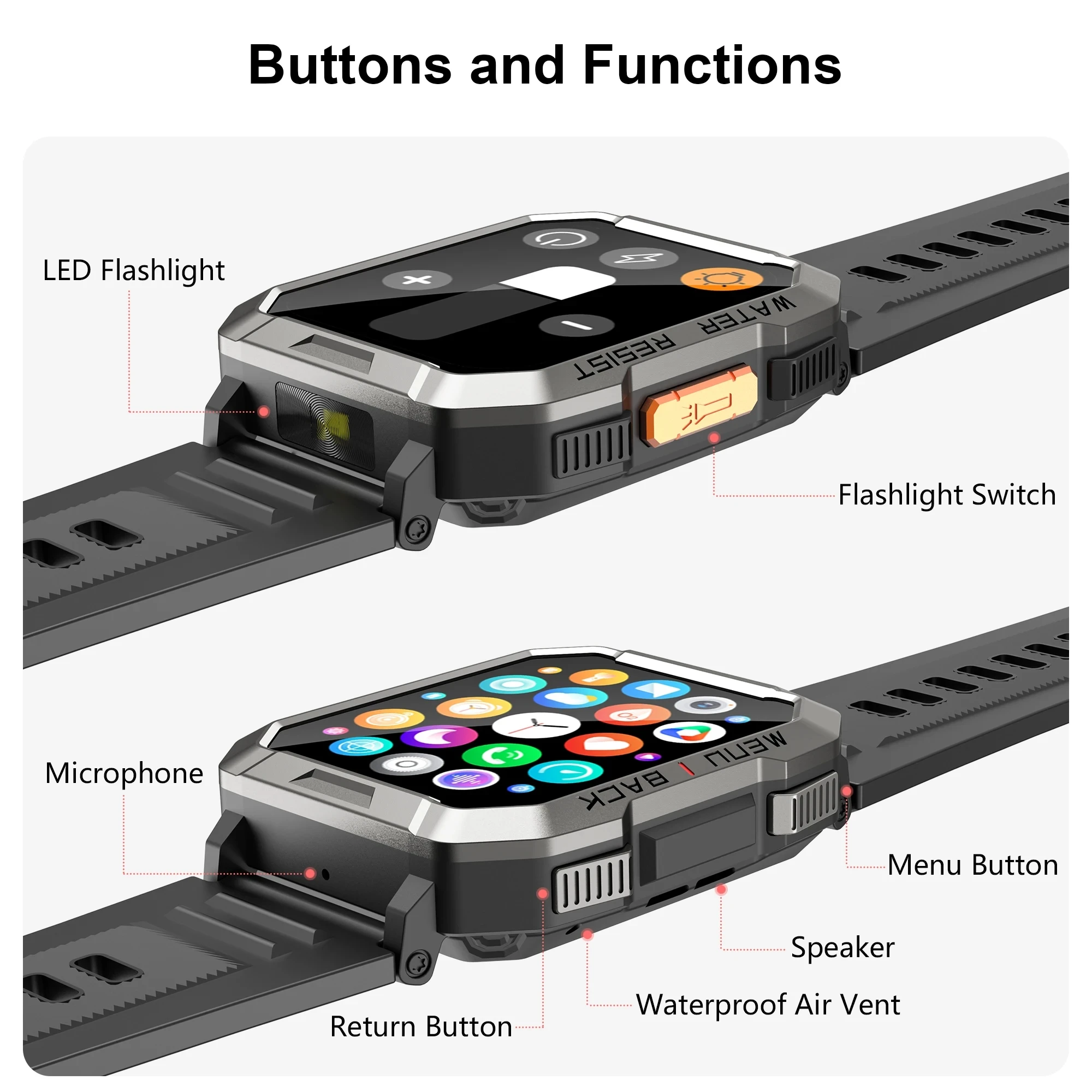 Blackview W60 Smartwatch - Rugged Outdoor Watch with LED