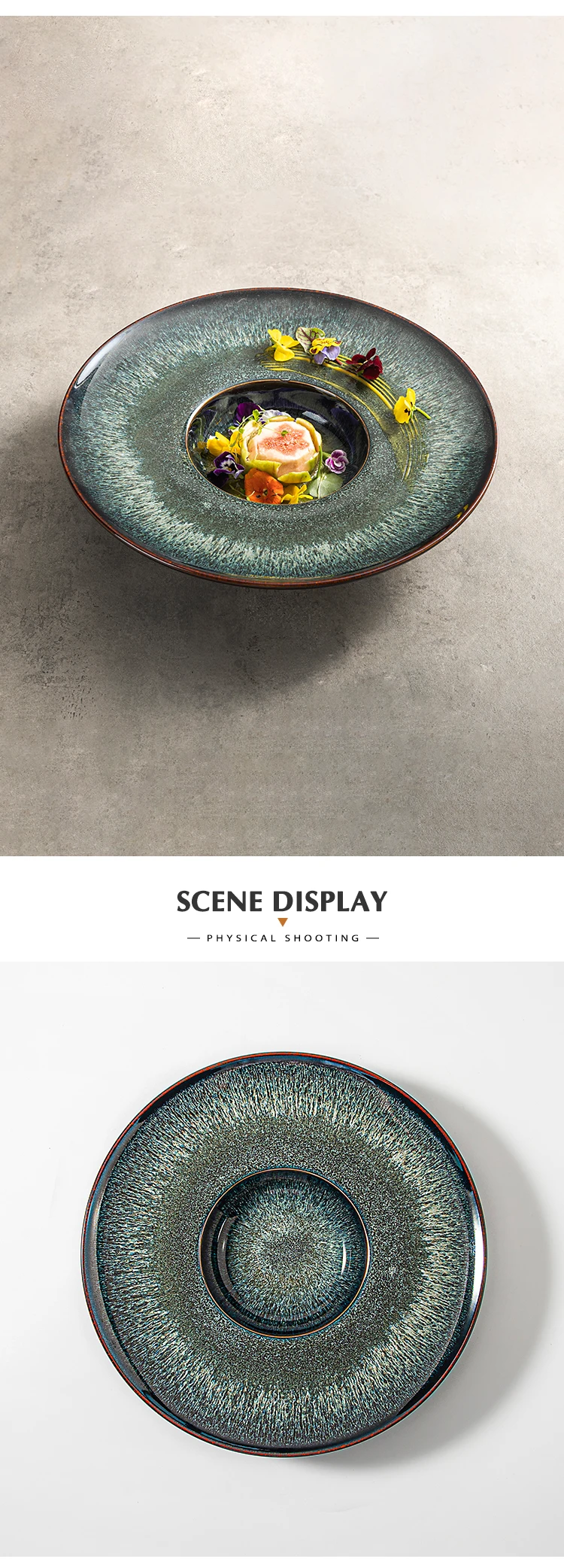 Rustic Porcelana Dinnerware Blue Reactive Glazed Crockery Plate ...