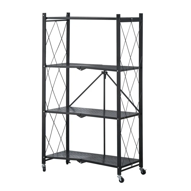 ChamXue Folding Storage Shelves 4 Tiers Metal Shelving Units for ...
