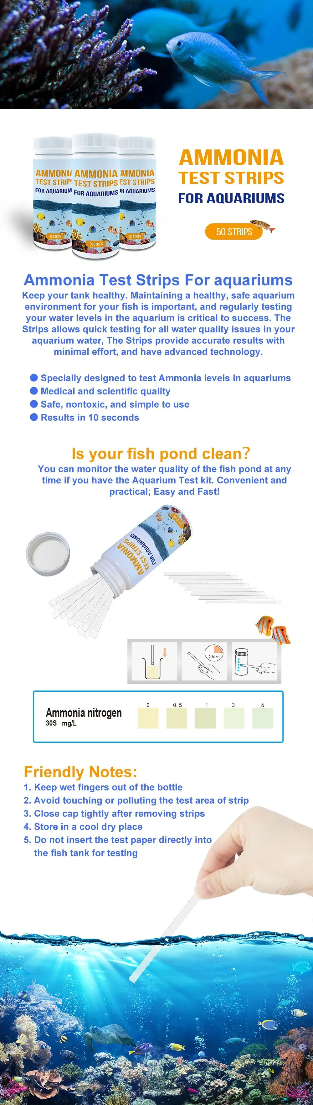 Ammonia Hydrogen Fresh Fish Water Quality Test Kit, Ammonia Nitrogen ...