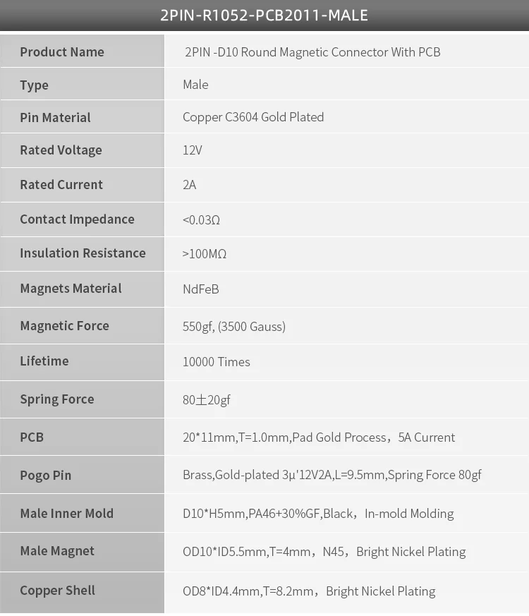 Shenzhen Like Custom Waterproof 2p Charging Magnetic Pogo Pin Connector ...