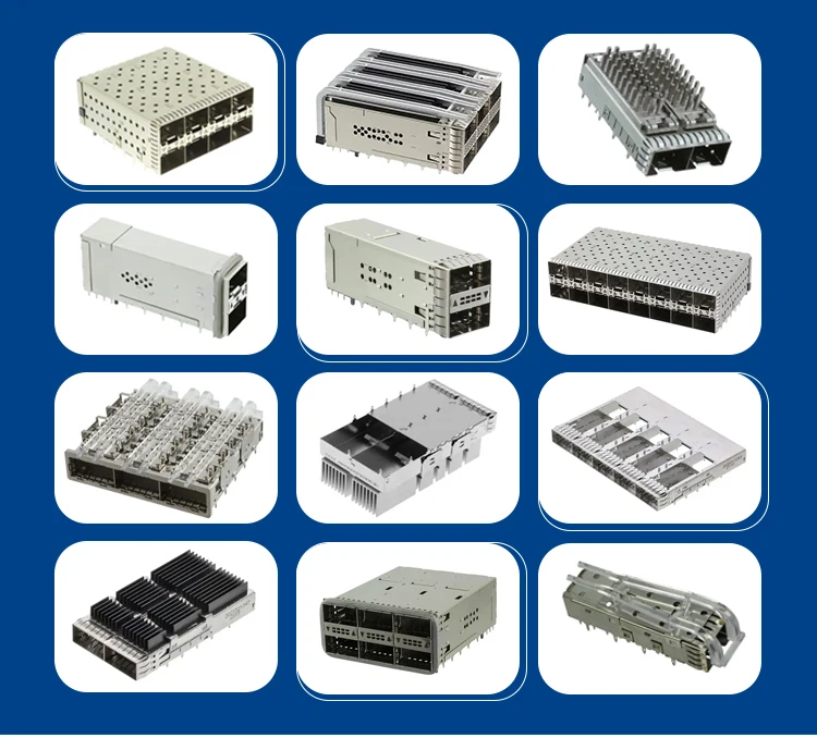SFP013-L Pulse Compatible 40P Stacked 2x1 Ports Press Fit SFP Cage With ...