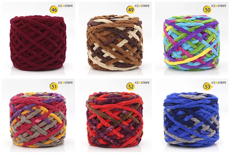 Multi-Color Chunky Crochet Yarn Knitting Woven Blanket Core Strip Line ...