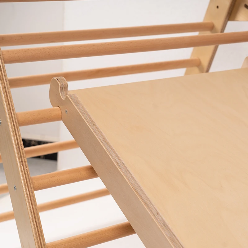 Kid Wooden Climbing Frame Toy With Ramp Children Pickler Triangle Gym ...