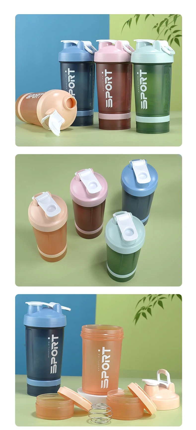 500ml Large Capacity Shaker Cup Students Portable Simple Handy Plastic ...