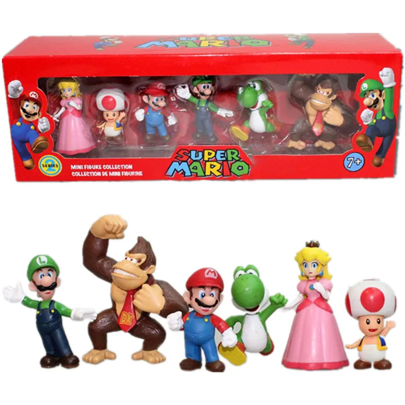 2024 Wholesale Game Mario Bros Color Box Packing Mario Toy Mini Figures ...