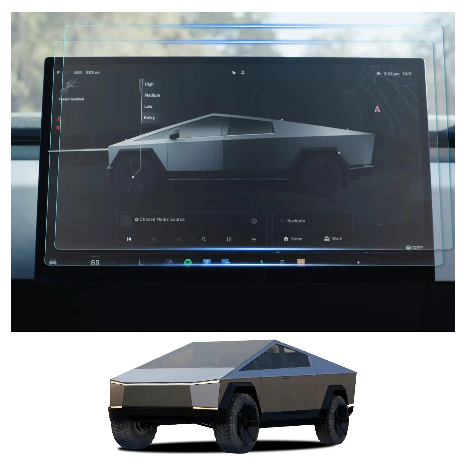 18.5 Inch Fit 2024 Cybertruck Screen Protector For Tesla Cybertruck ...