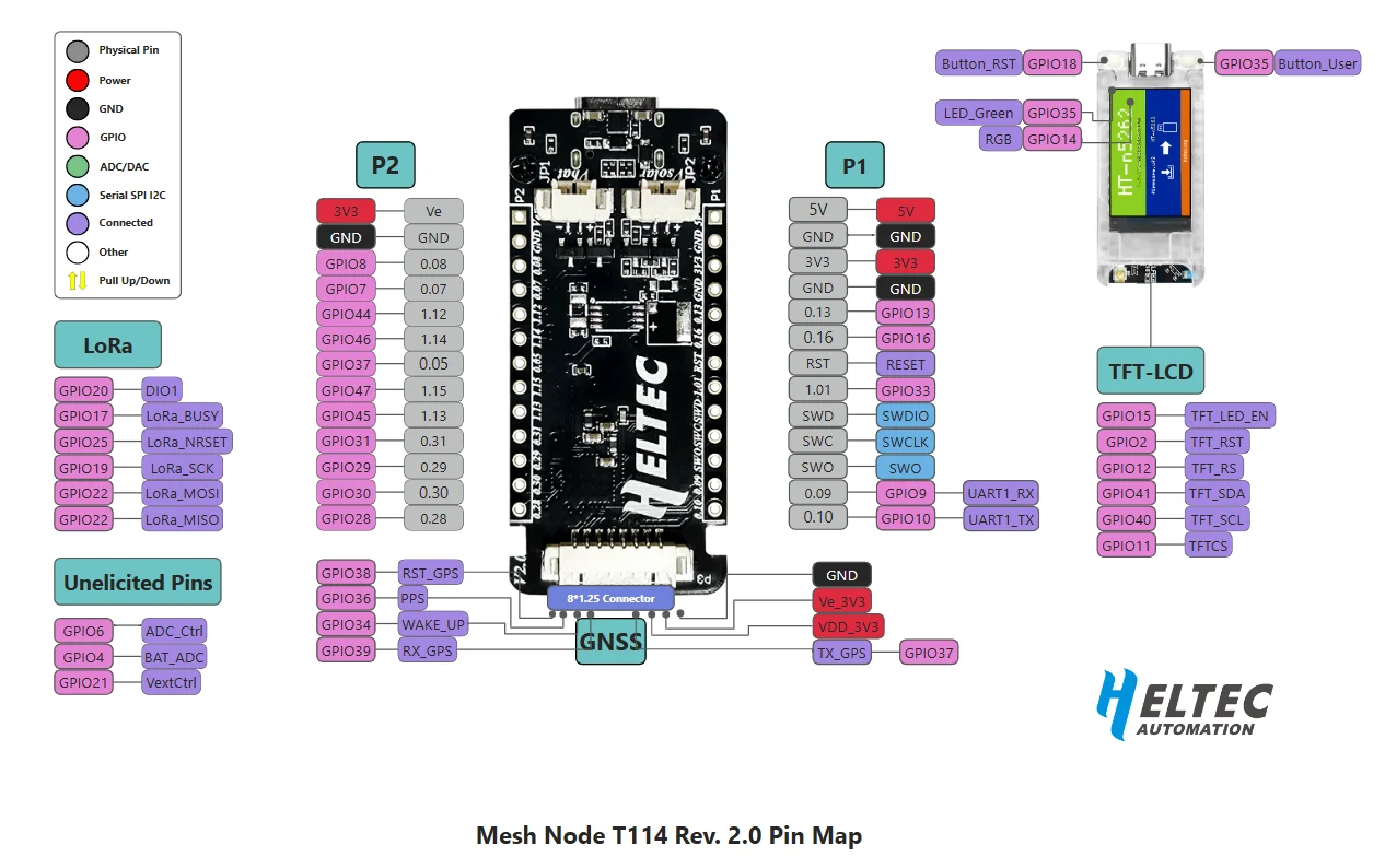 Heltec Lora Lorawan Mesh Node T114 V2 Tracker Nordic NRF52840 SX1262