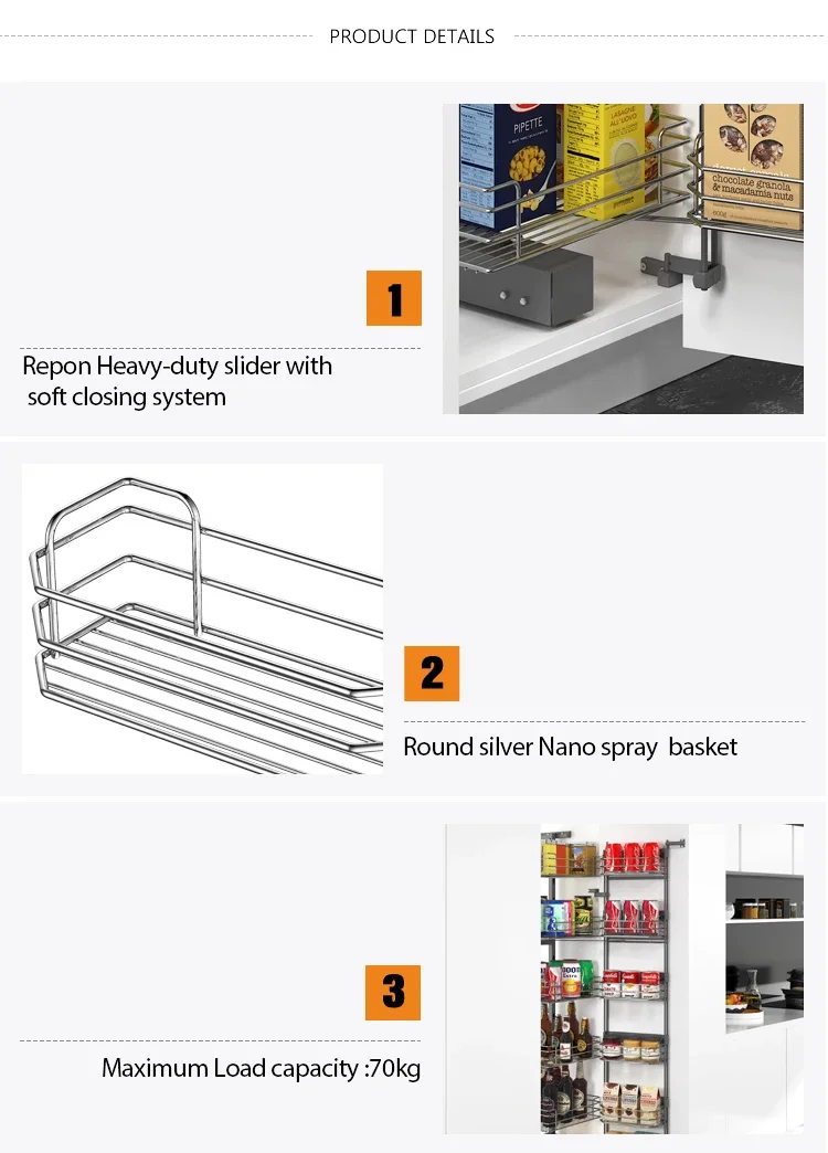 Swivel Steel Pull Out Kitchen Basket Drawer - Soft Closing