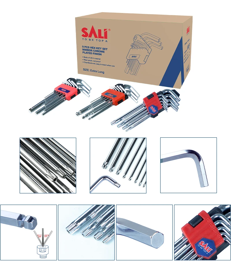 Hinged Case Double End Cr-v Material Long L-shaped 9pcs Satr End Hex ...