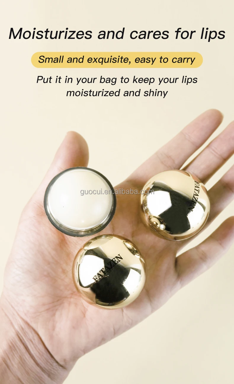 Wholesale Organic Vegan Moisturizing Round Golden Silver Lip Balm Ball ...