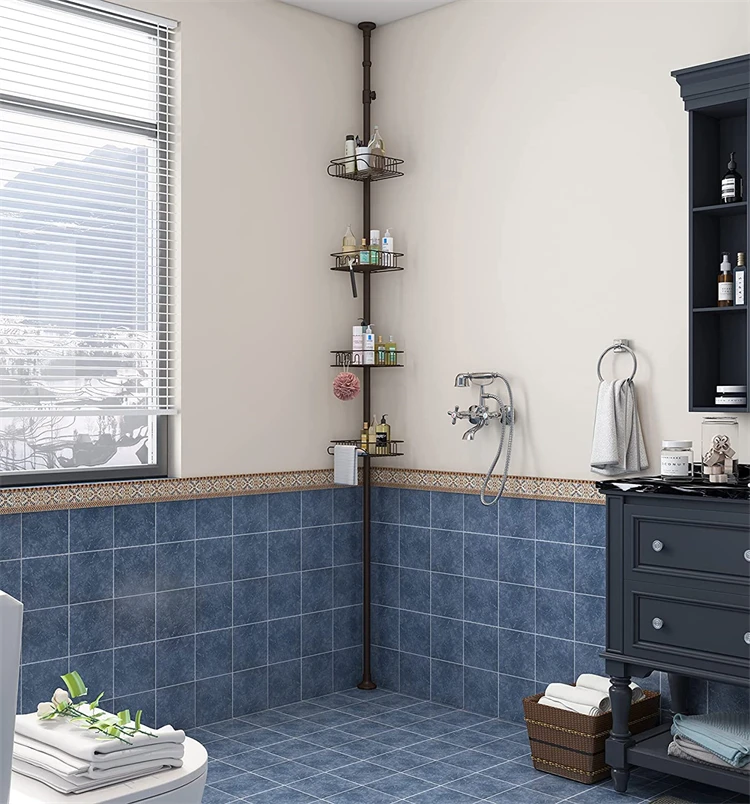 Telescopic Metal Corner Shelves Shower Rack Multi-layer Triangle Height ...