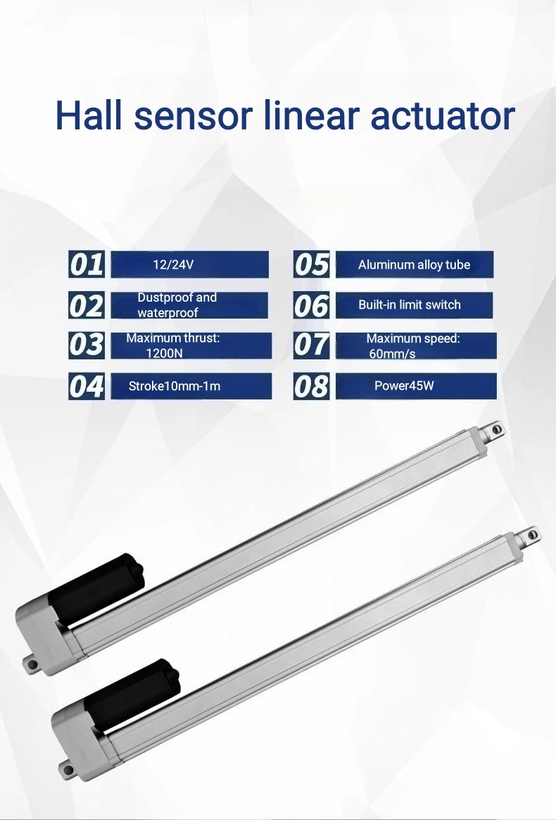 Electric Small Piston Linear Actuator 12V/24V DC, 60mm Stroke 120kg ...