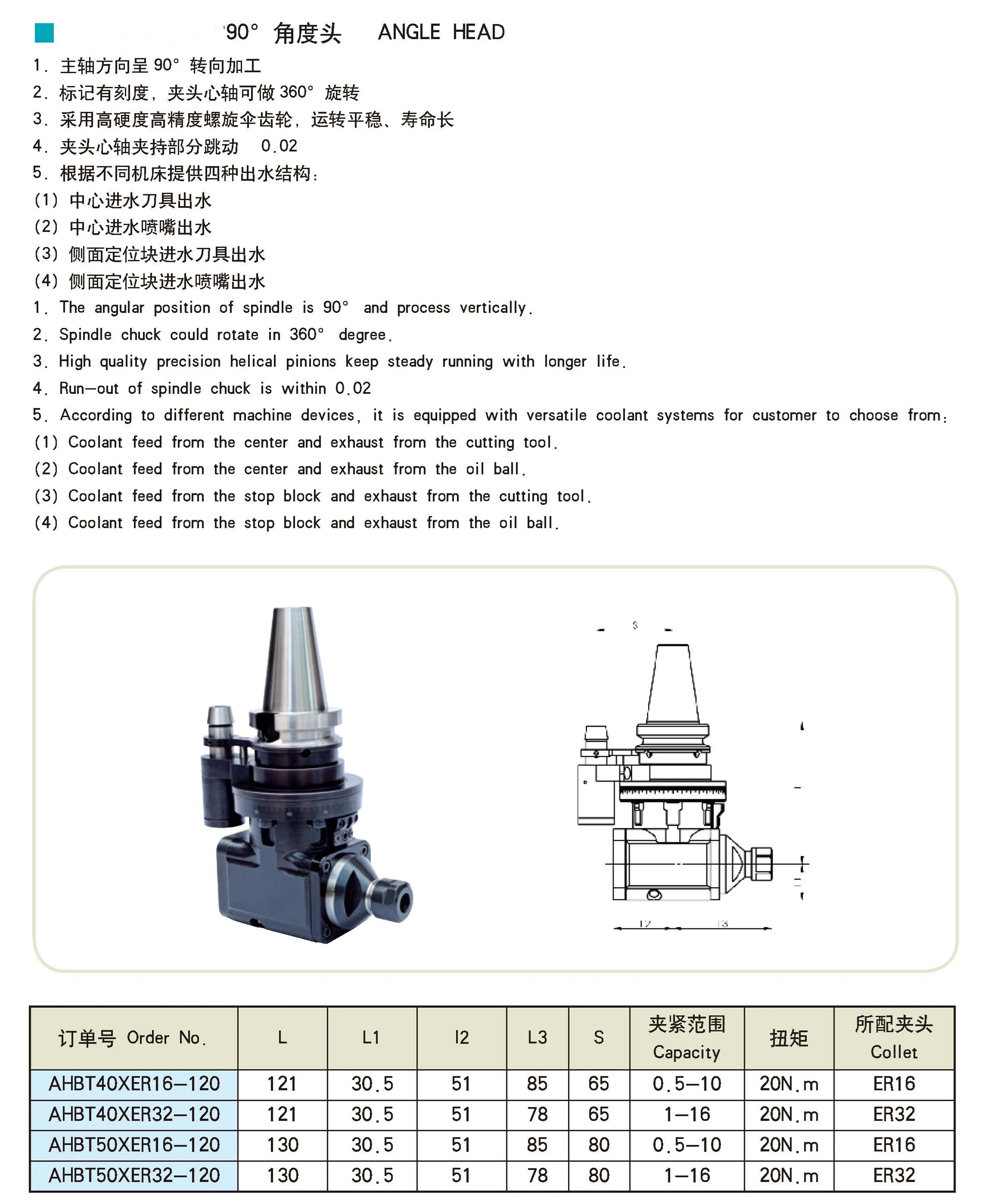 CNC 90 Degree Angle Head AG90 ER16 ER20 ER32 Double Head