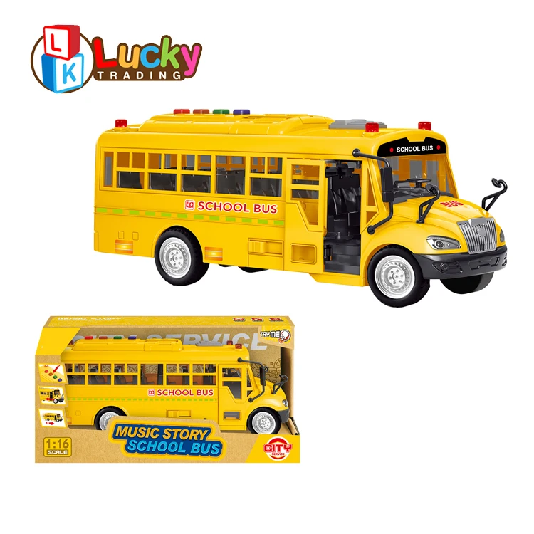 Kids Friction Bus Inertial Music Light City Bus Toys School Bus ...