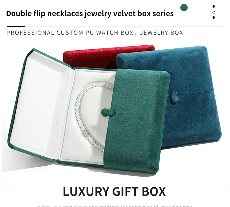 Custom Large Necklace Pearl Velvet Jewellery Box Packaging