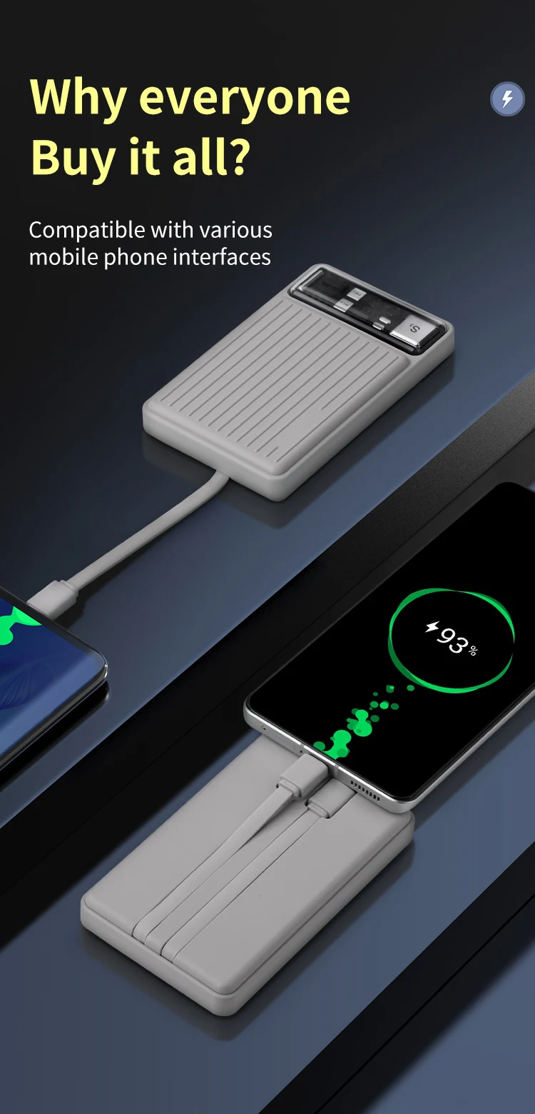 Doublepow 10000mah Ultra-thin Type-c Input Power Bank Compact 20000mah ...