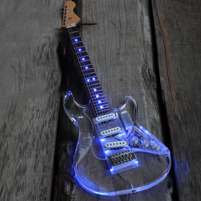 Acoustic Guitar with LED Lights - Transparent Acrylic Body