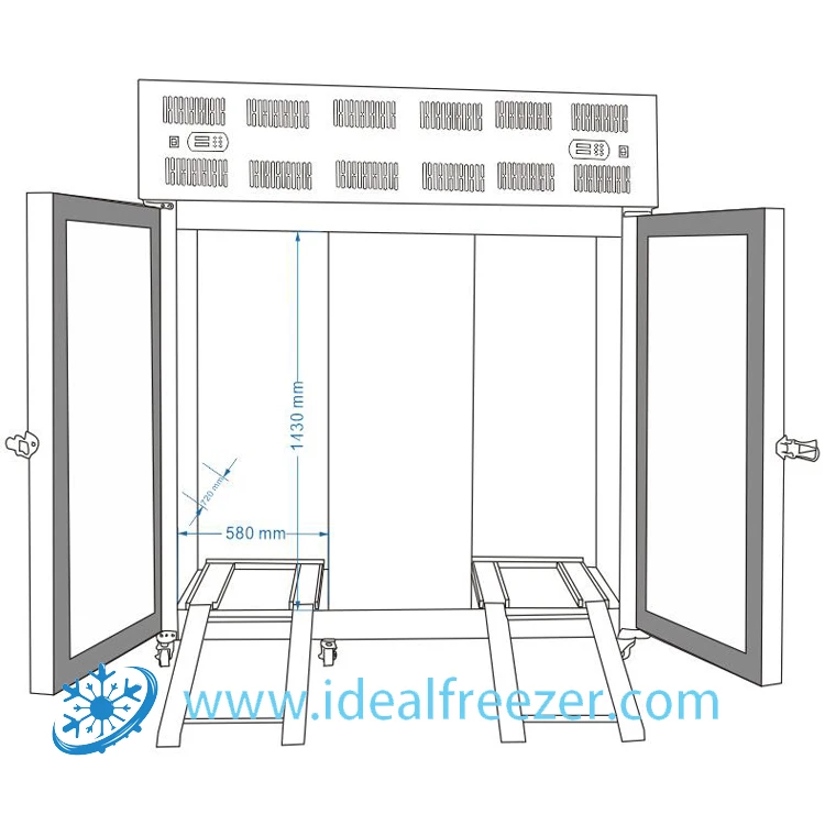Super fast freezing stainless steel blast freezer with trolleys ...