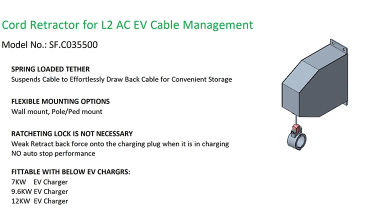 L2 EV Charger Cable Management System Level 2 Charging Station Cable ...