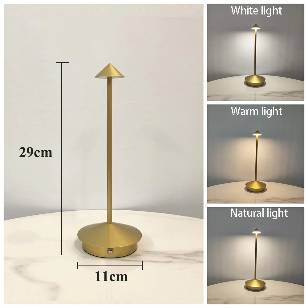 Modern Metal Triangle LED Bar Table Lamp - Touch USB Rechargeable