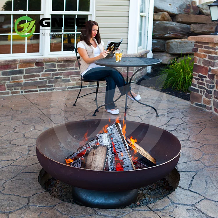 Firepits Garden Heavy Duty Round Corten Steel Wood Burning Fire Pit ...