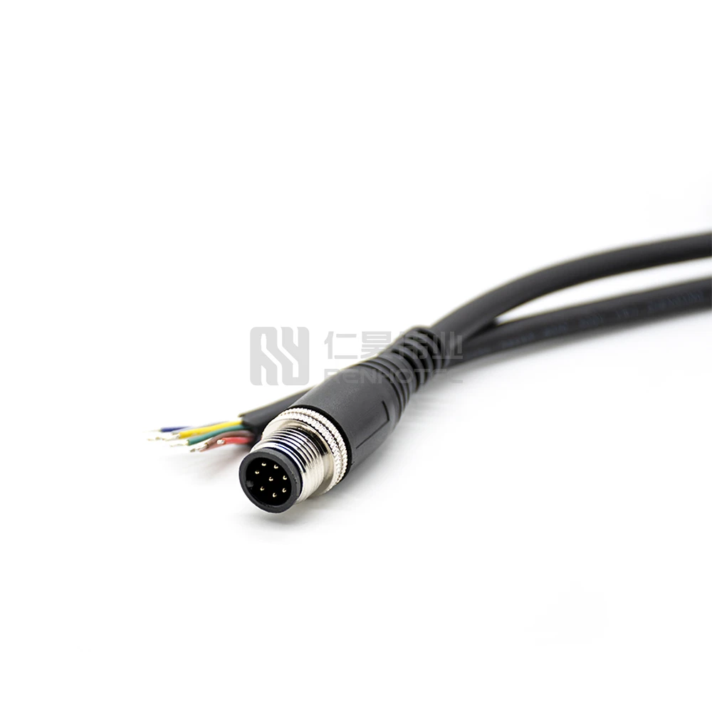M12 Connector Waterproof Cable 8pin Male A Code Straight Sensor Cable ...