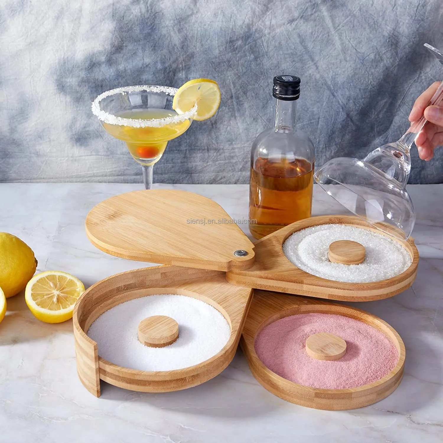 2022 Plastic 3 Tier Bar Rimmer Wooden Margarita Salt Rimmer Bar ...