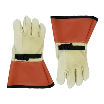 Deliwear Leather Protector Lineman High Voltage Electrical Gloves For ...