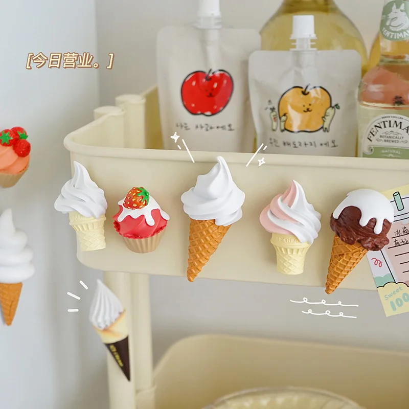 Korea's Popular Ice Cream Cone Fridge Magnet 3d Cute Resin Strawberry ...