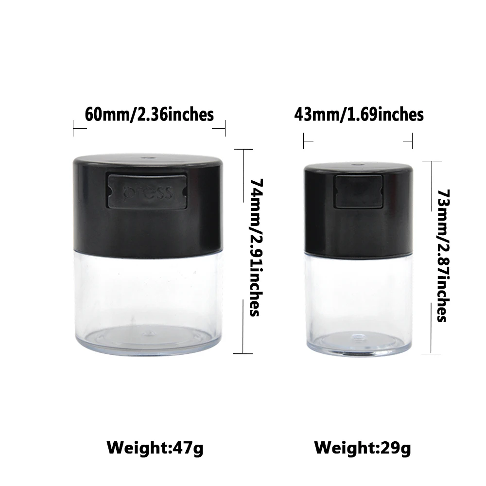 3 Sizes Available Vacuum Sealed Jar Vacuum Stash Jars for Herb Spice ...