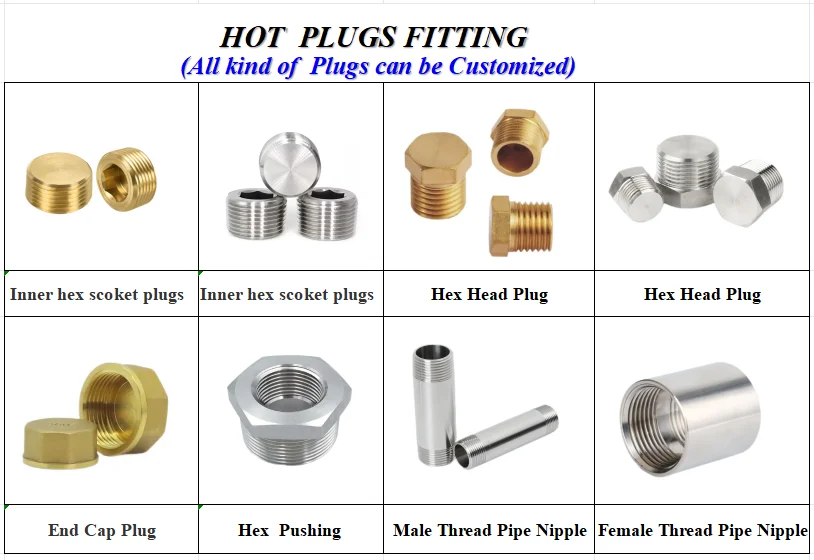 Brass Hex Socket End Inner Hexagon Plug For Bsp/npt Pipe Fittings, Oem