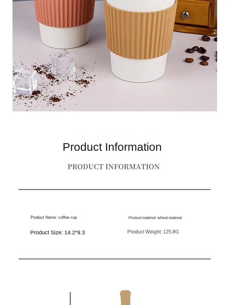 400ml Eco Friendly Reusable Straw Wheat Fiber Coffee Tea Cup With Lid ...