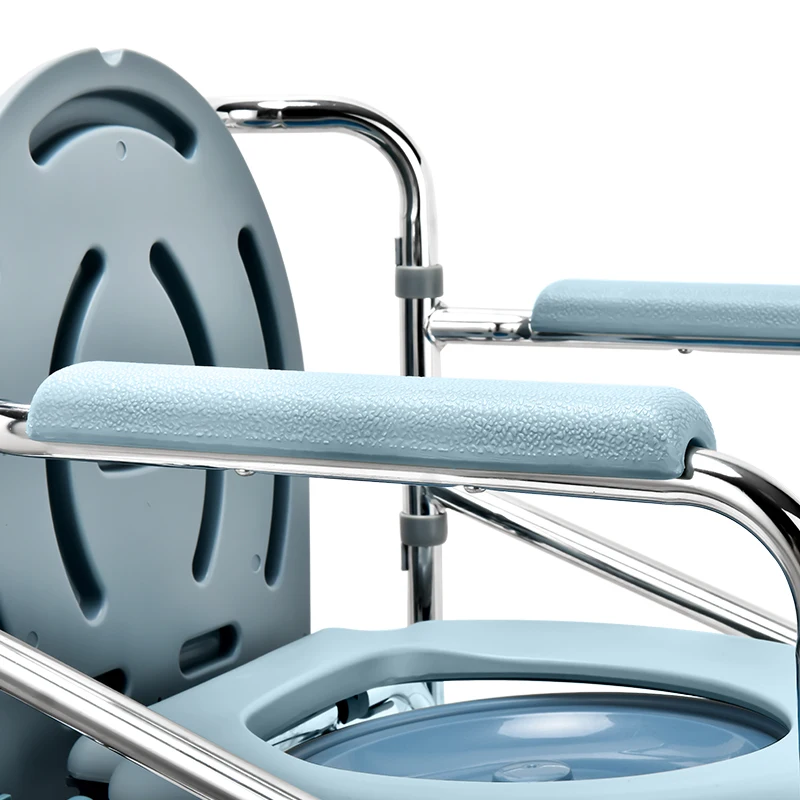 Commode Chair with Footrest - Durable Aluminum Handicap Commode Chair