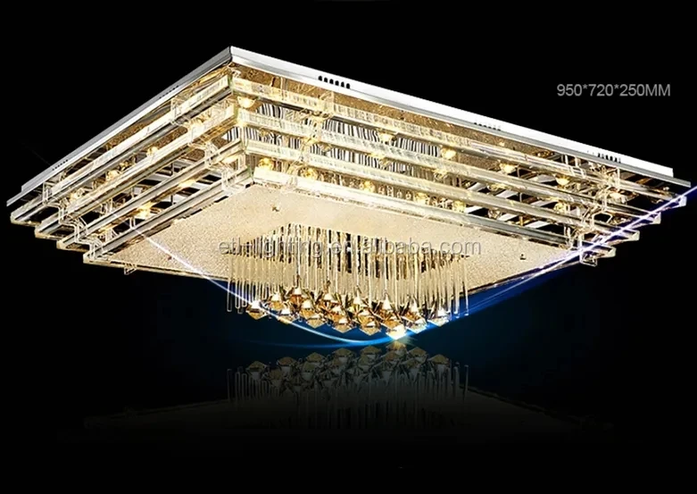 Luxury Hotel Lobby Living Room Rectangular Led Crystal Chandelier ...