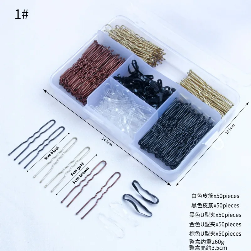 Set of Hair Pins Including U Pins Rubber Hair Bands Storage Box for All ...