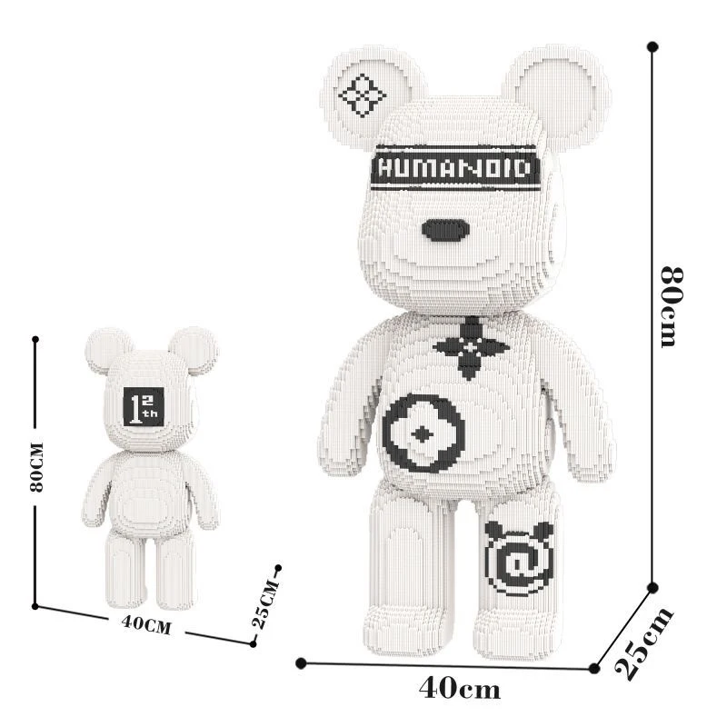Creative 80cm 3d Bearbricks Cartoon Fashion Diy Assembly Star Bear ...