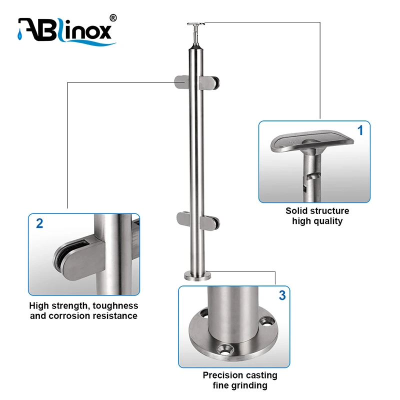 304 316 Stainless Steel Stair Handrail Post Balcony Handrail Stair ...