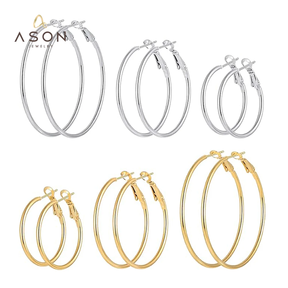 Ason Jewelry Big 18k Gold Plating Stainless Steel Large Hoop Earrings For Women Girls Dainty ...