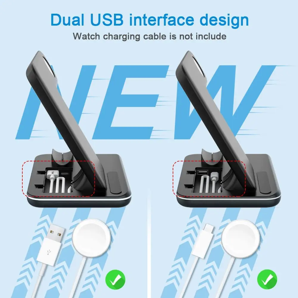 15w Magnetic Portable 4 In 1 Fast 3in1 Wireless Charger Holder ...