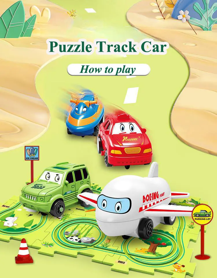 Logic Board Game Kids Jigsaw Puzzles Race Car Track Toys Slot Rail Toys ...