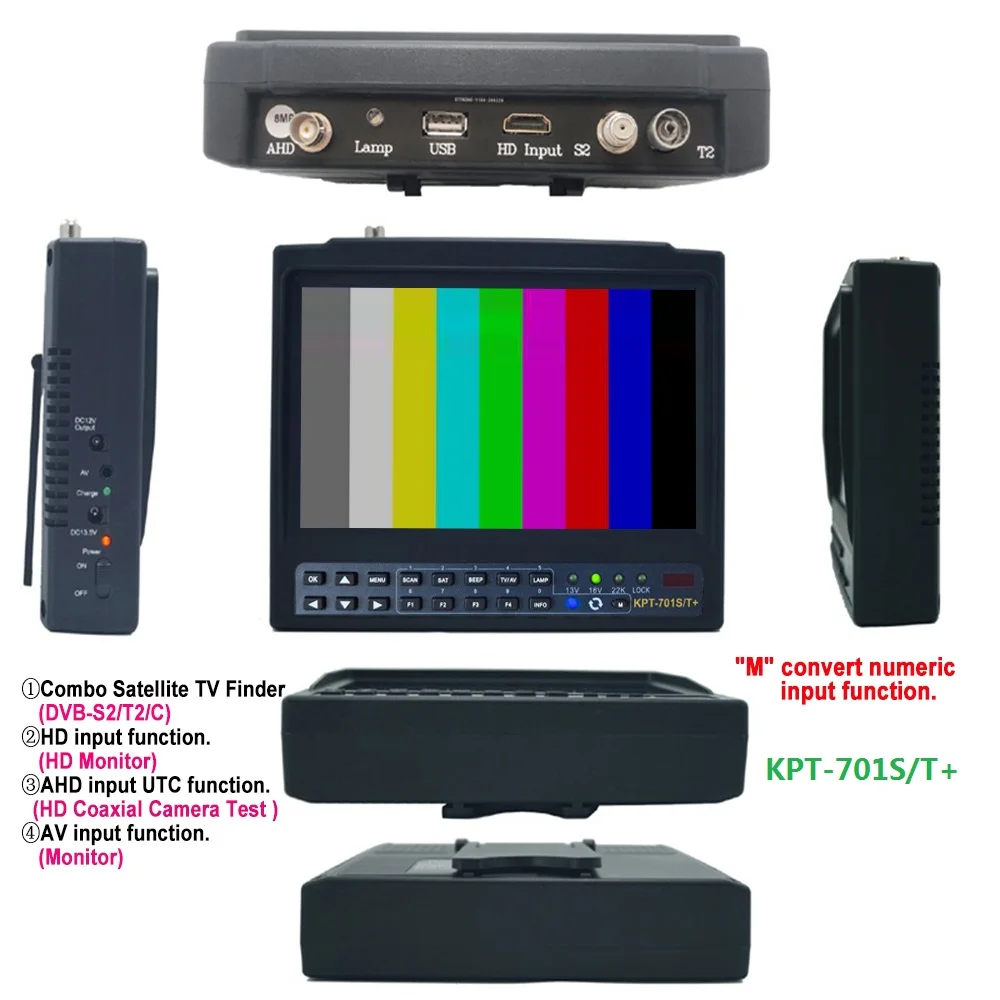 3-in-1 TV Signal Finder Meter DVB-S/S2 DVB-T/T2 DVB-C with AHD CCTV ...
