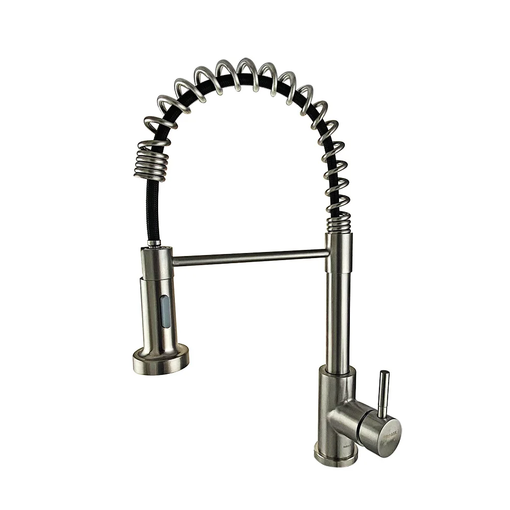 Modern Single Handle Commercial Kitchen Faucet Hot and Cold Brushed ...