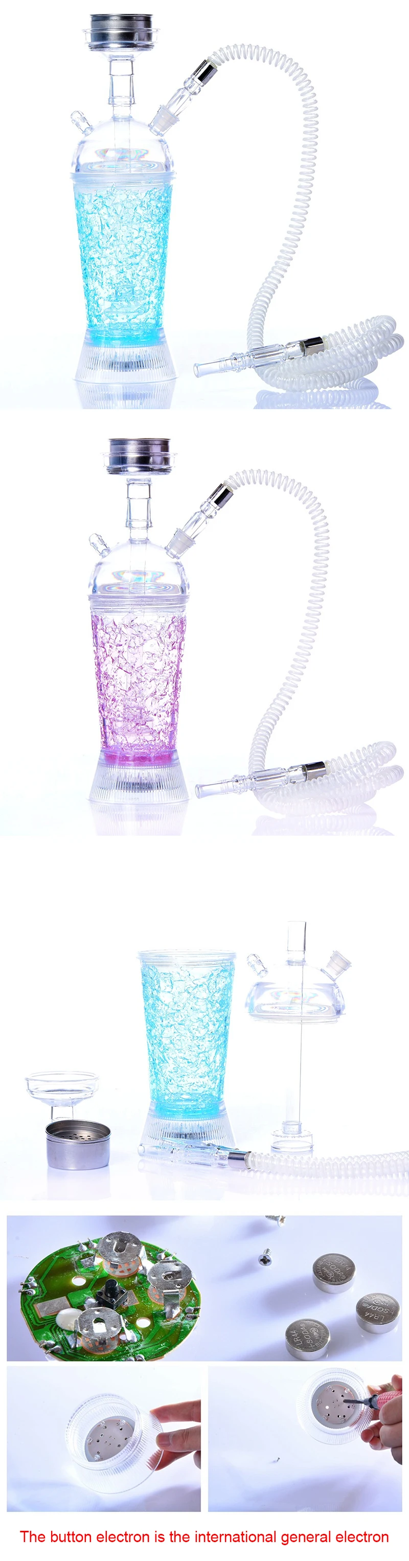 Portable Hookah Cup Set With Led Light And Shisha Accessories Acrylic ...