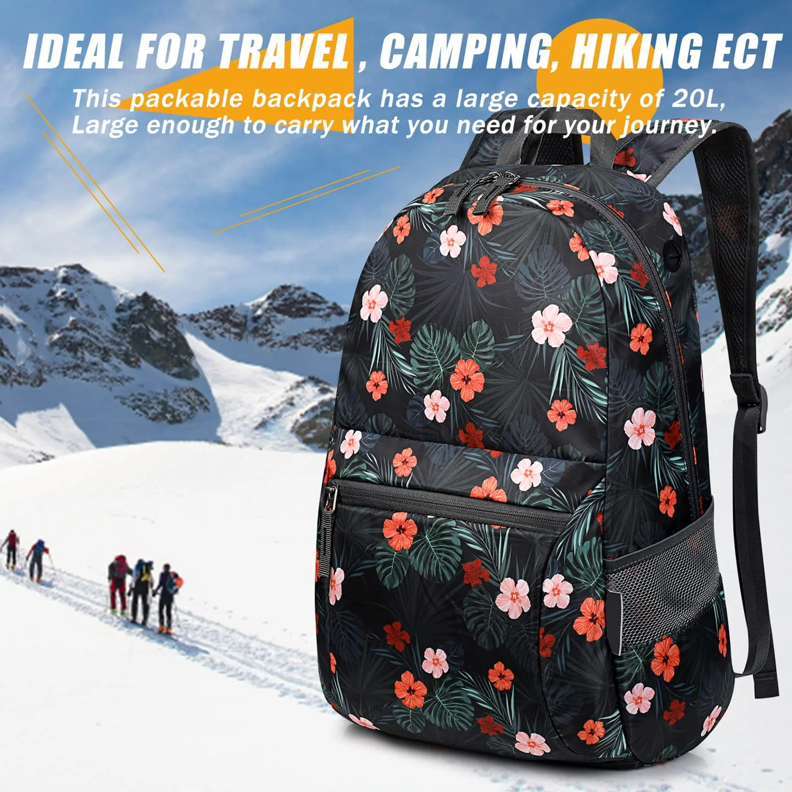 Foldable Travel Hiking Daypack - 20L Lightweight Backpack