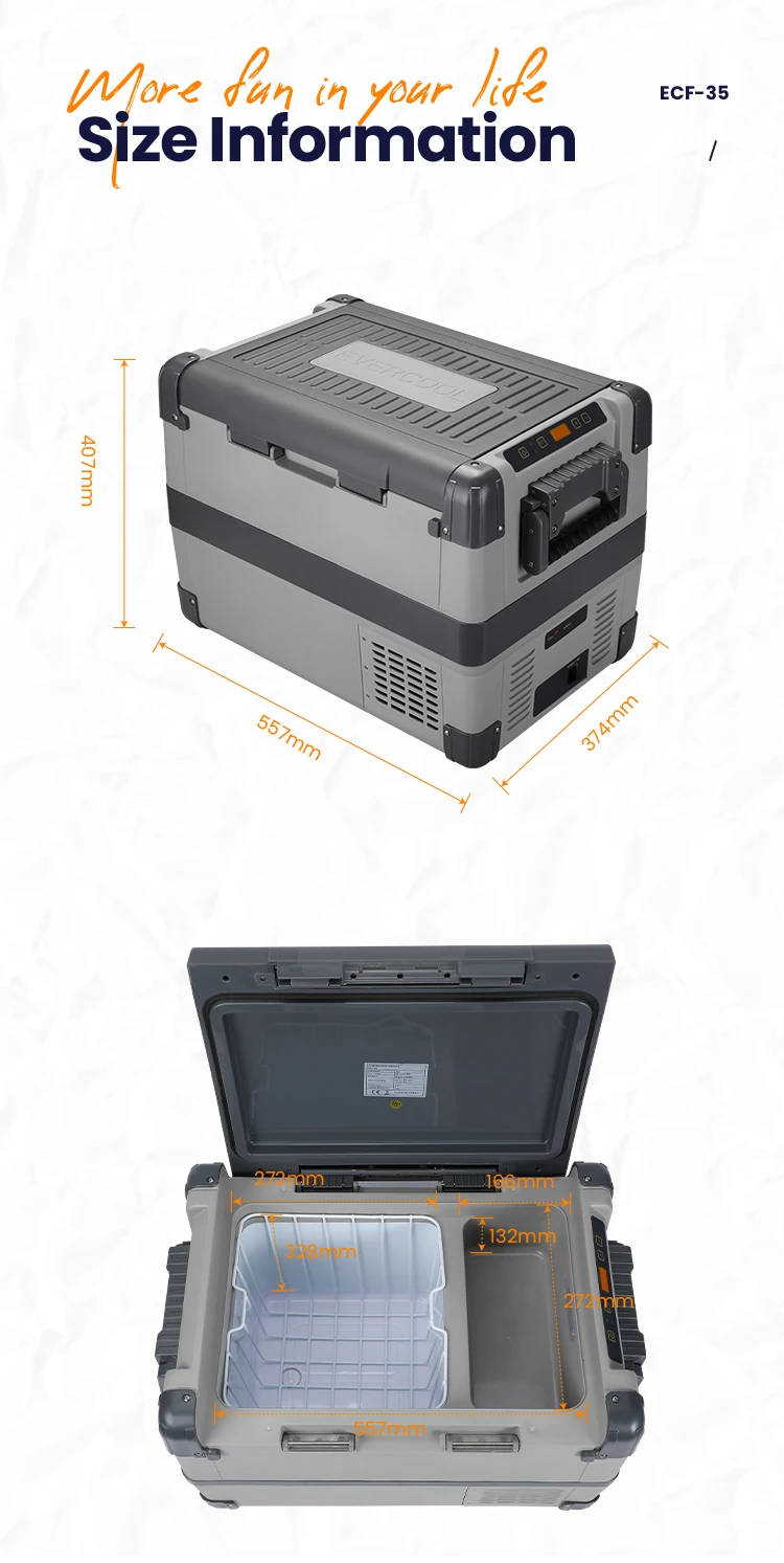 Evercool 33L DC Solar Refrigerator - Portable & Efficient
